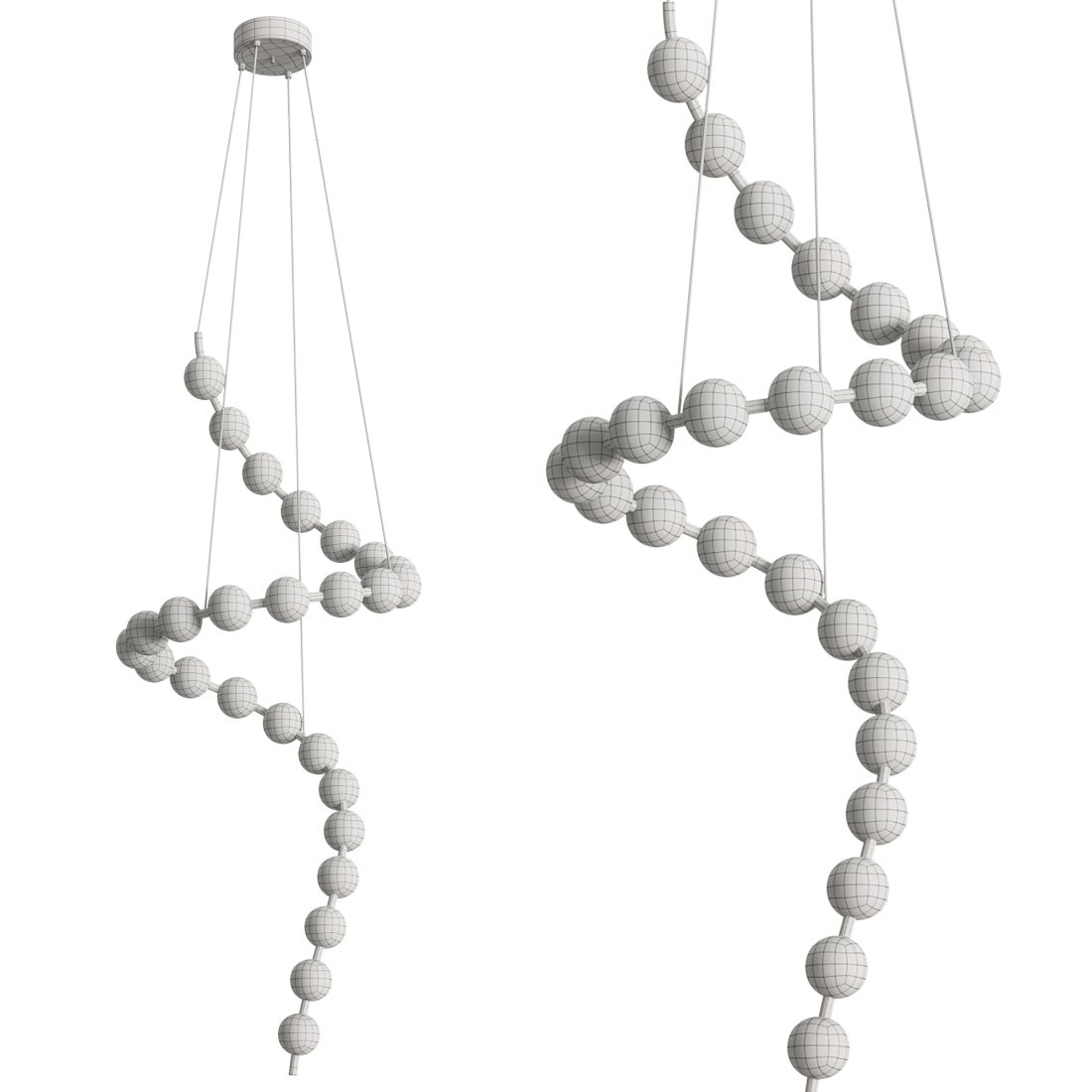 Glass Pearl Necklace Chandelier - 3D Model for Corona, VRay