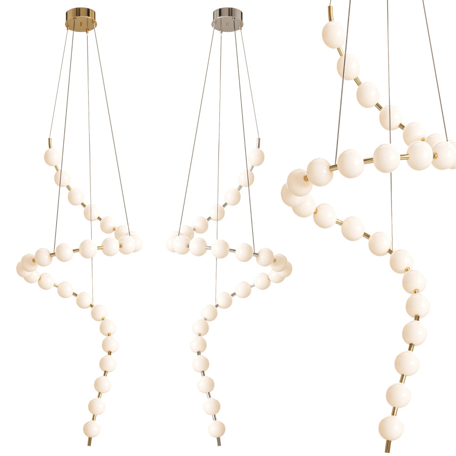 Glass Pearl Necklace Chandelier - 3D Model for Corona, VRay