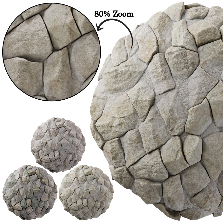 Stone Wall 23 (seamless) - 3D Model for VRay