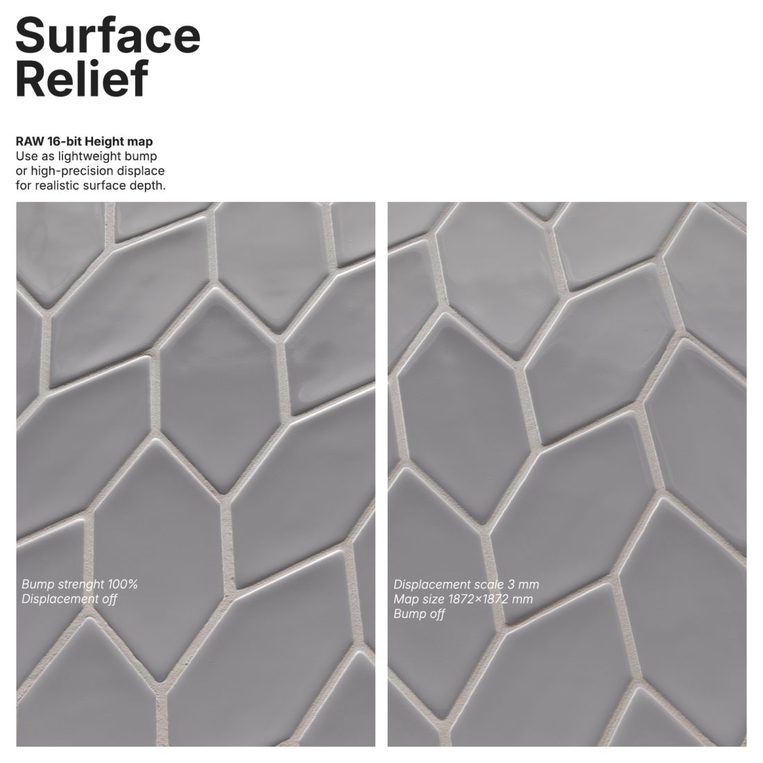Wide Hex (picket) Mosaic 2x5" Braided Texture / PBR Material | CGMood