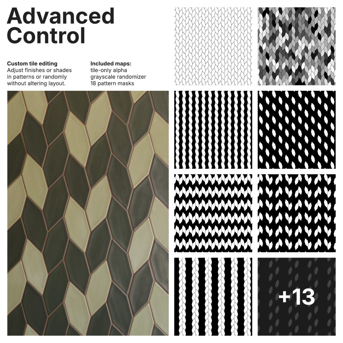 Wide Hex (picket) Tiles 3х8 1/2" Braid Texture / PBR Material | CGMood