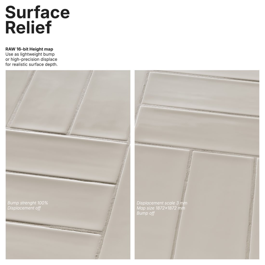 Subway Tile 3x9" Crosshatch 3x3 Texture / PBR Material | CGMood