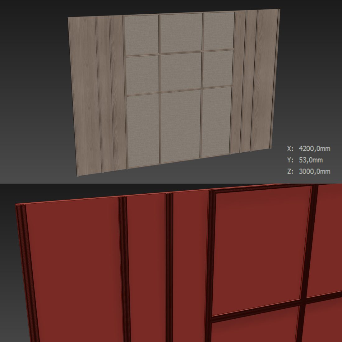 Decorative V45 Wall Panels - 3D Model for VRay, Corona