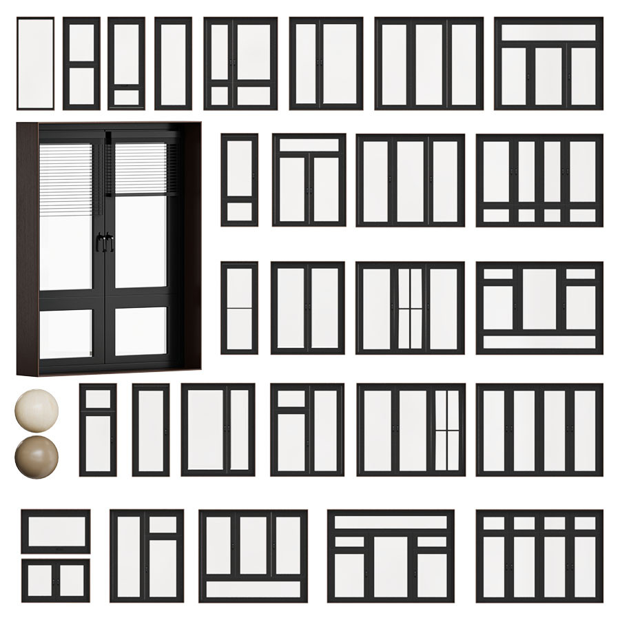 Modern Windows Panoramic Windows 3D Model for VRay, Corona | CGMood