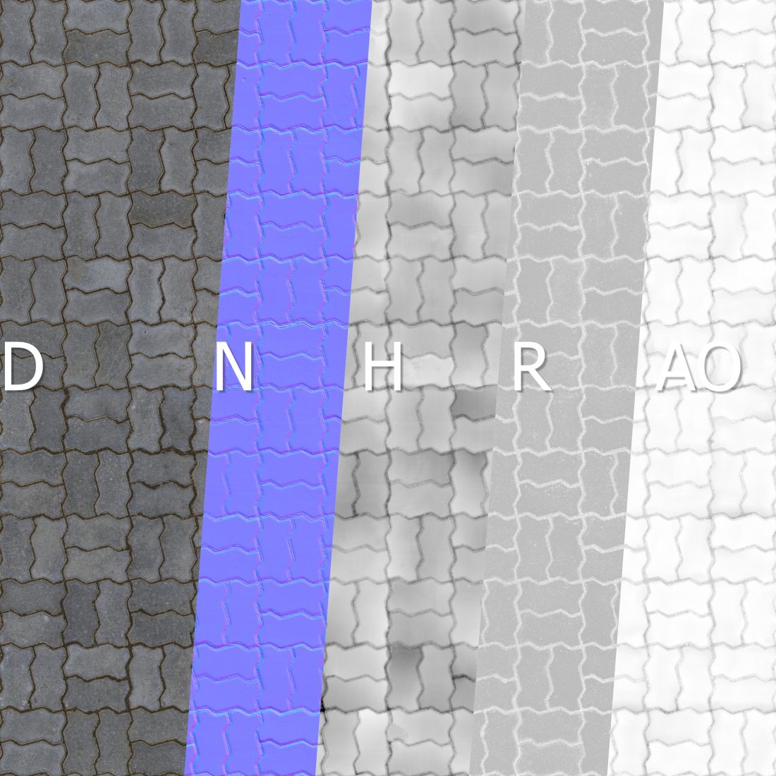 Zig-zag Grey Paving Stone Material 08 - 3D Model for VRay, Corona