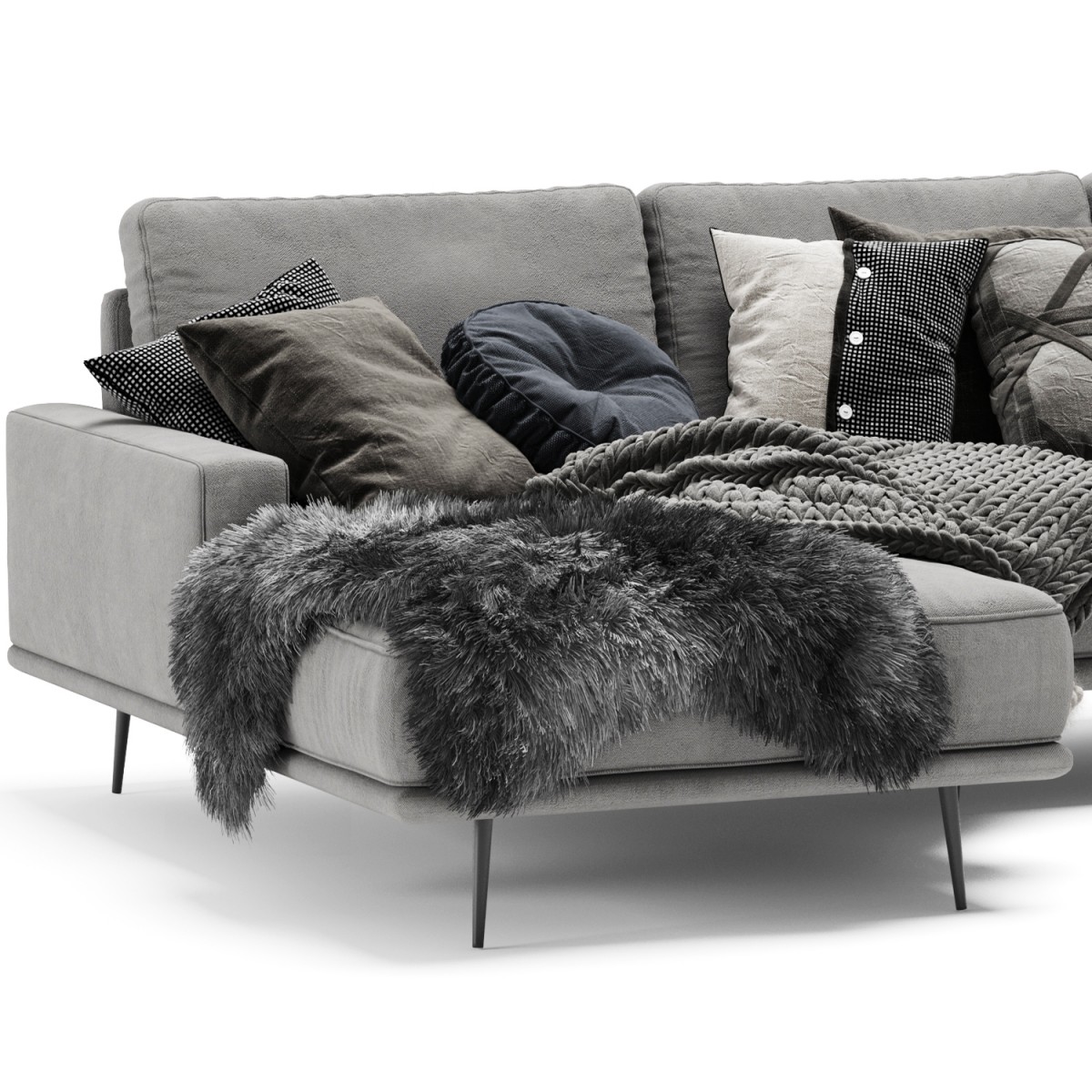 Scandinavian Set - BoConcept Carlton Sofa - 3D Model for VRay