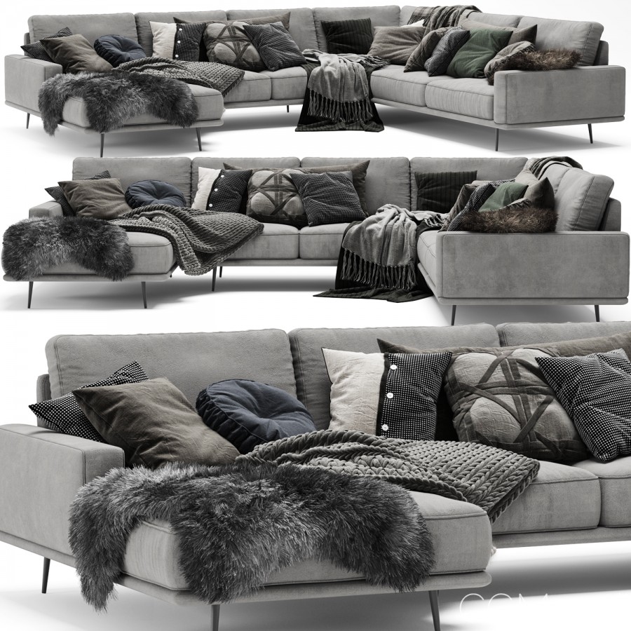 Scandinavian Set - BoConcept Carlton Sofa - 3D Model for VRay