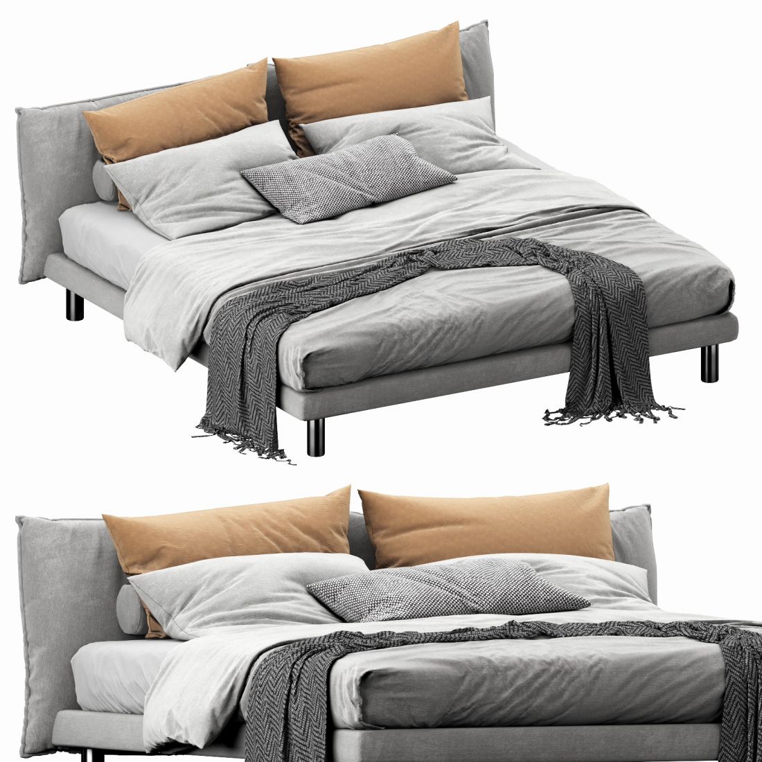 Meridiani Oliver Bed - 3D Model for VRay, Corona
