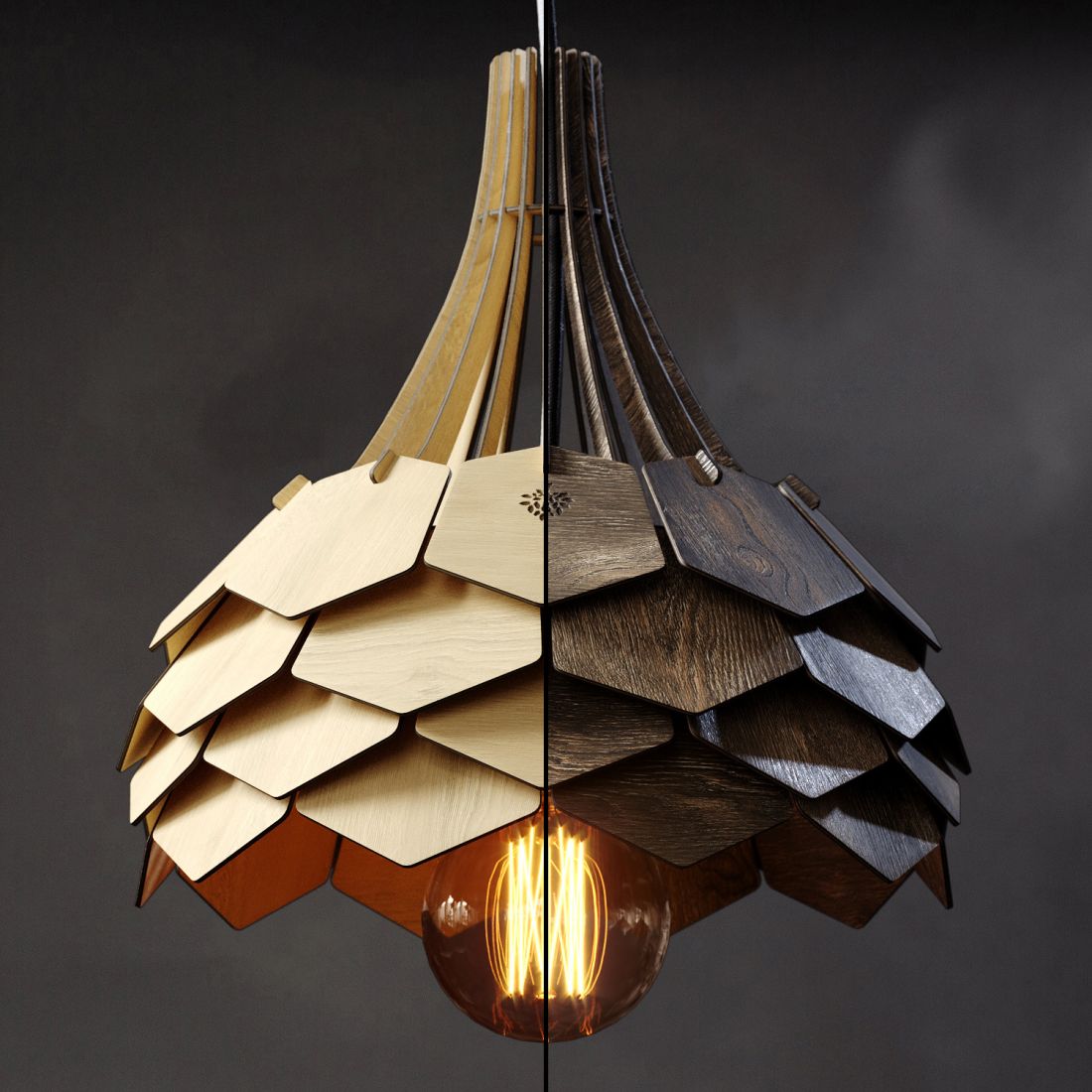 Wooden Cone Light (LI04) - 3D Model for Corona