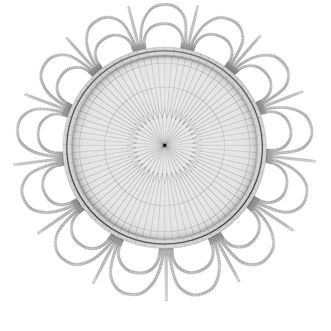 Black Velvet Studio Round Decorative Mirror - 3D Model for VRay