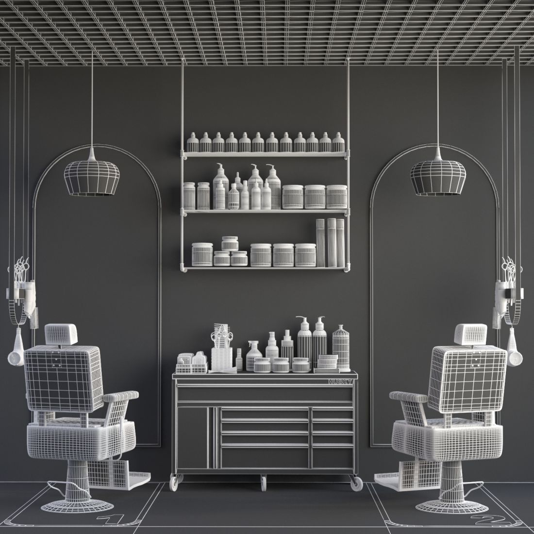 Baber Shop 7 - 3D Model for VRay