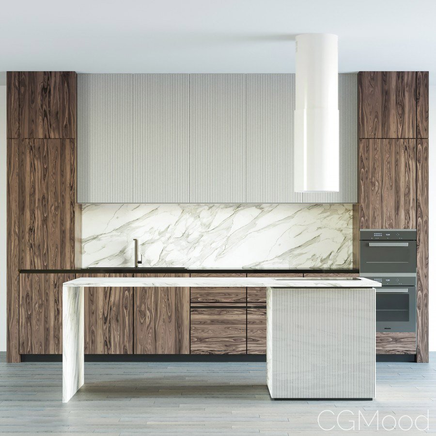Modern Kitchen - 3D Model for VRay, Corona