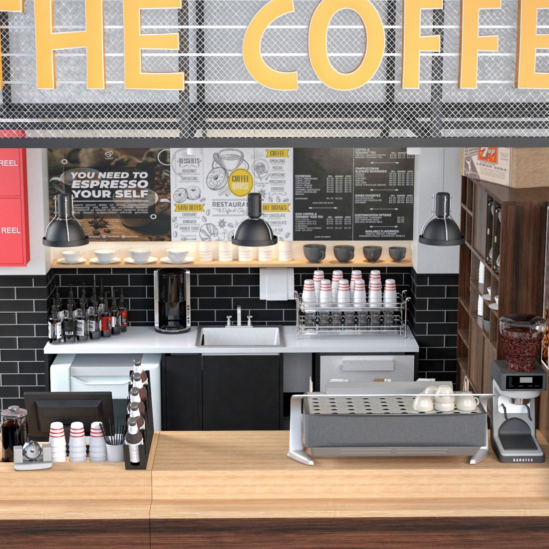 Coffee Shop 2 - 3D Model for VRay