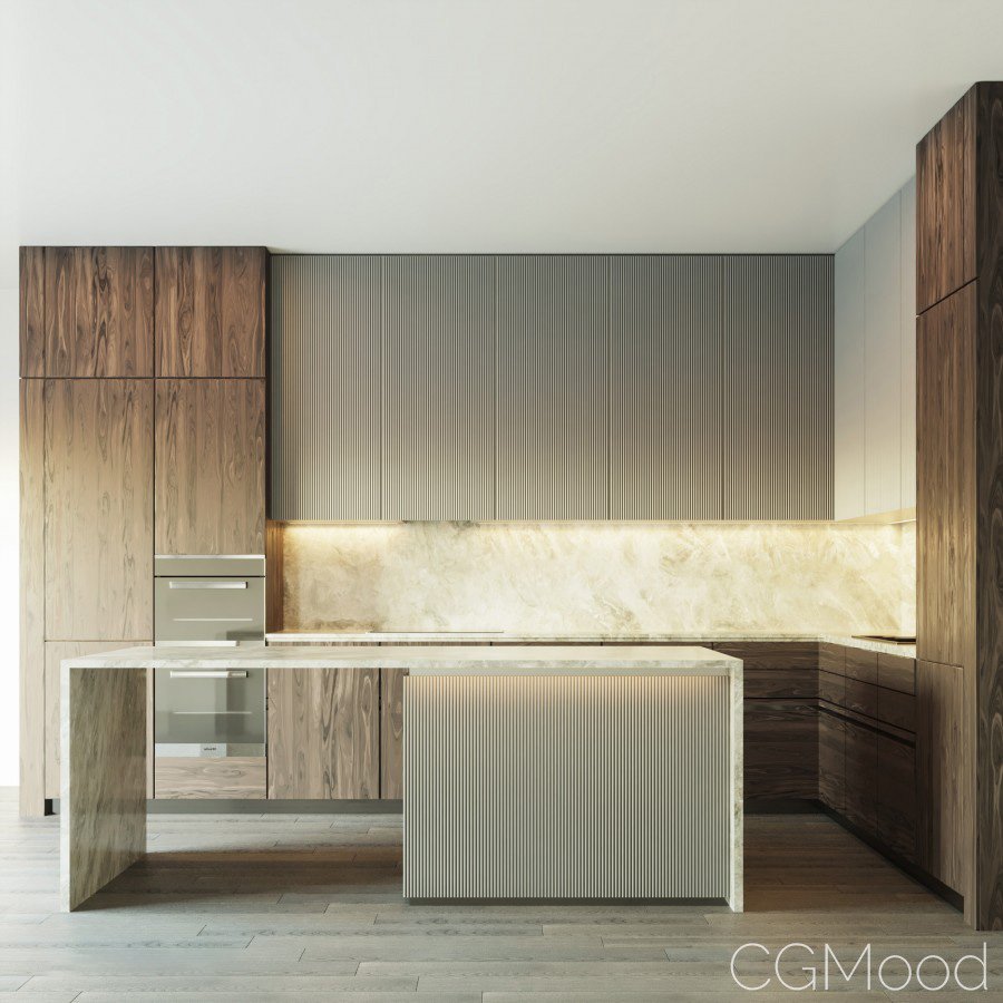Modern Kitchen - 3D Model for VRay, Corona