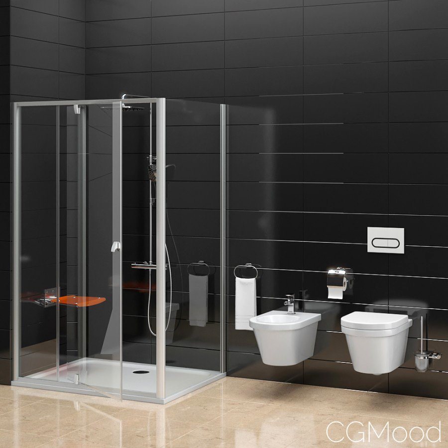 Shower Room Ravak Pivot And Toilet Bidet Ravak Chr - 3D Model for VRay ...