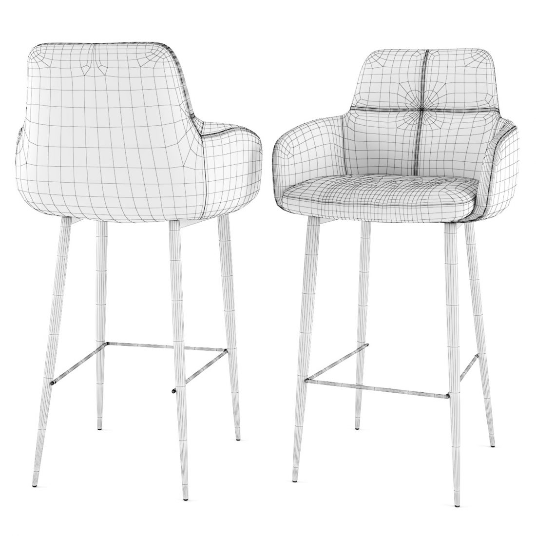 Nicolas Oliva Dining Chair And Bar Stool - 3D Model for VRay, Corona