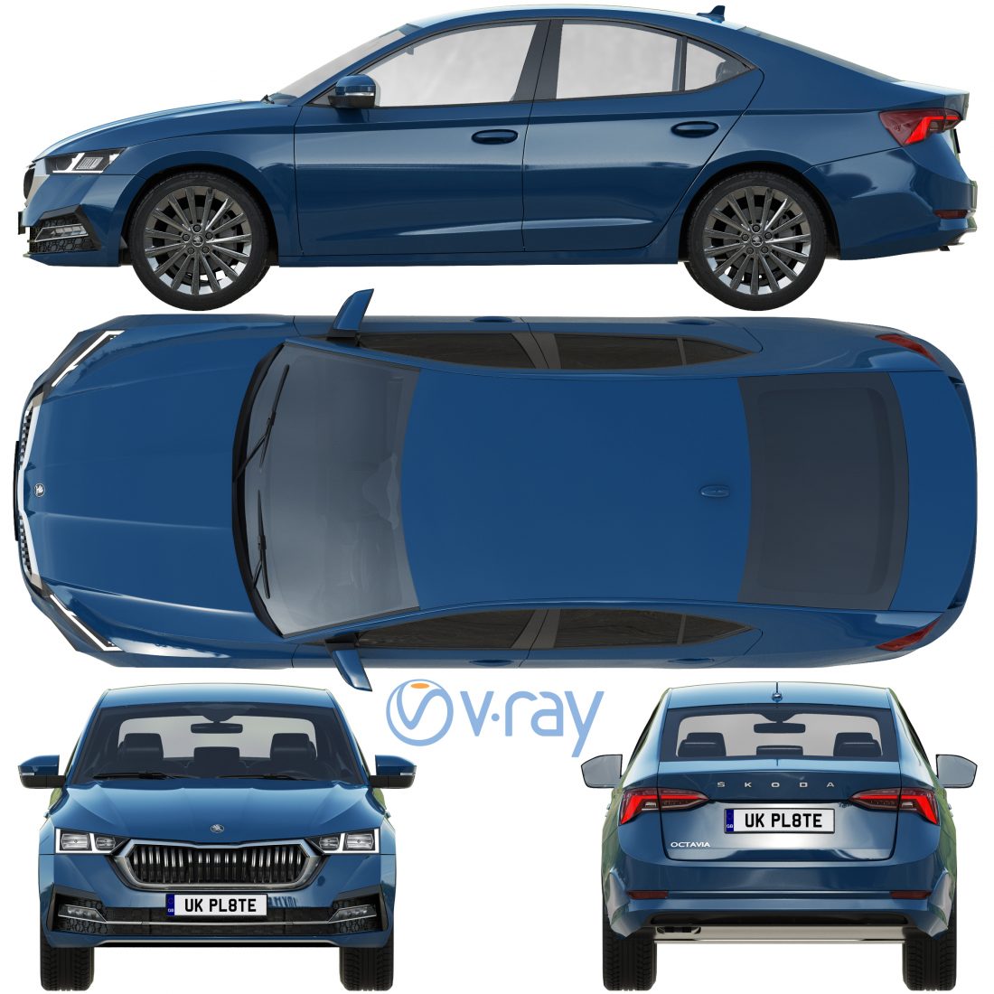 Skoda Octavia 2020 - 3D Model for VRay