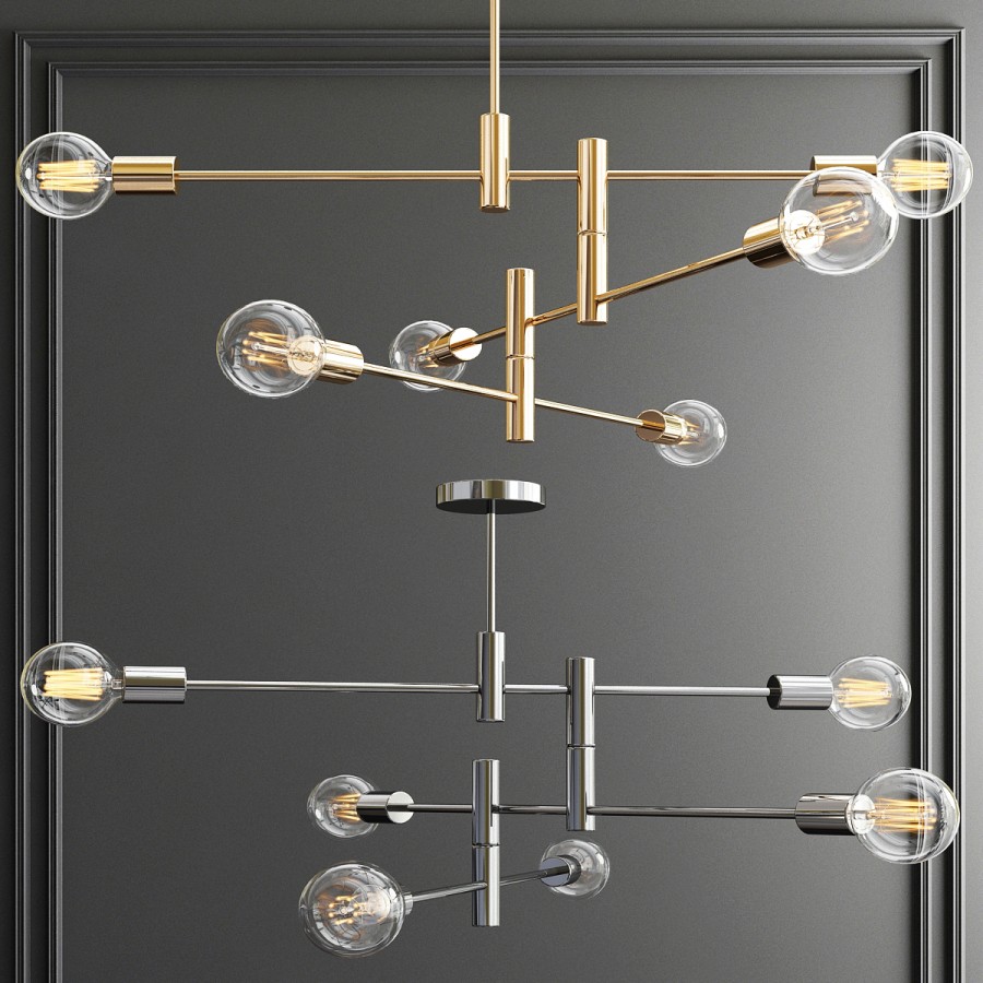 Six Light Fixture Chandelier - 3D Model for VRay