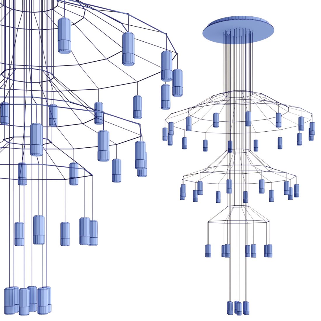Wireflow Chandelier Pendant Lamp By Vibia - 3D Model for VRay