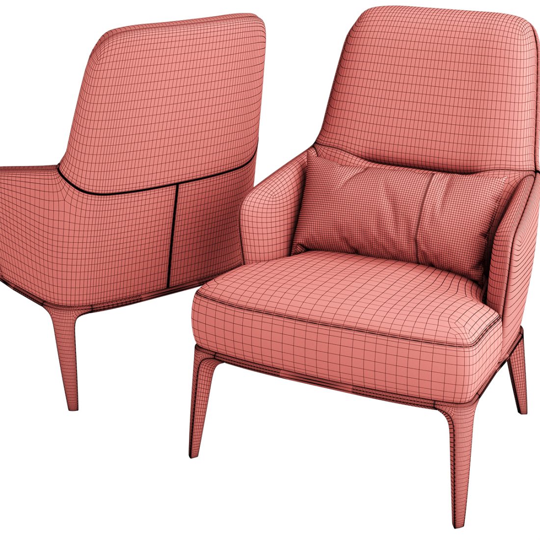 Play Armchair M - 3D Model for Corona