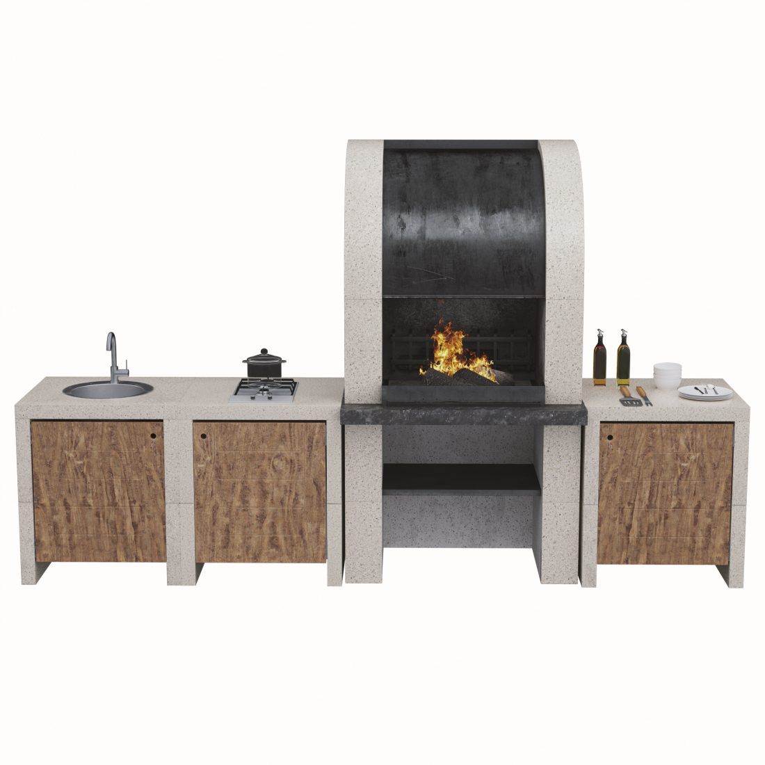 Montreal Barbecue Grill Set (1 Barbecue) - 3D Model for VRay