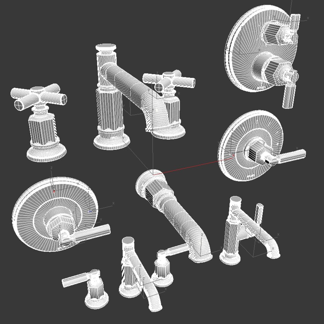 Brizo Invari Widespread Lavatory Faucet Column - 3D Model for VRay