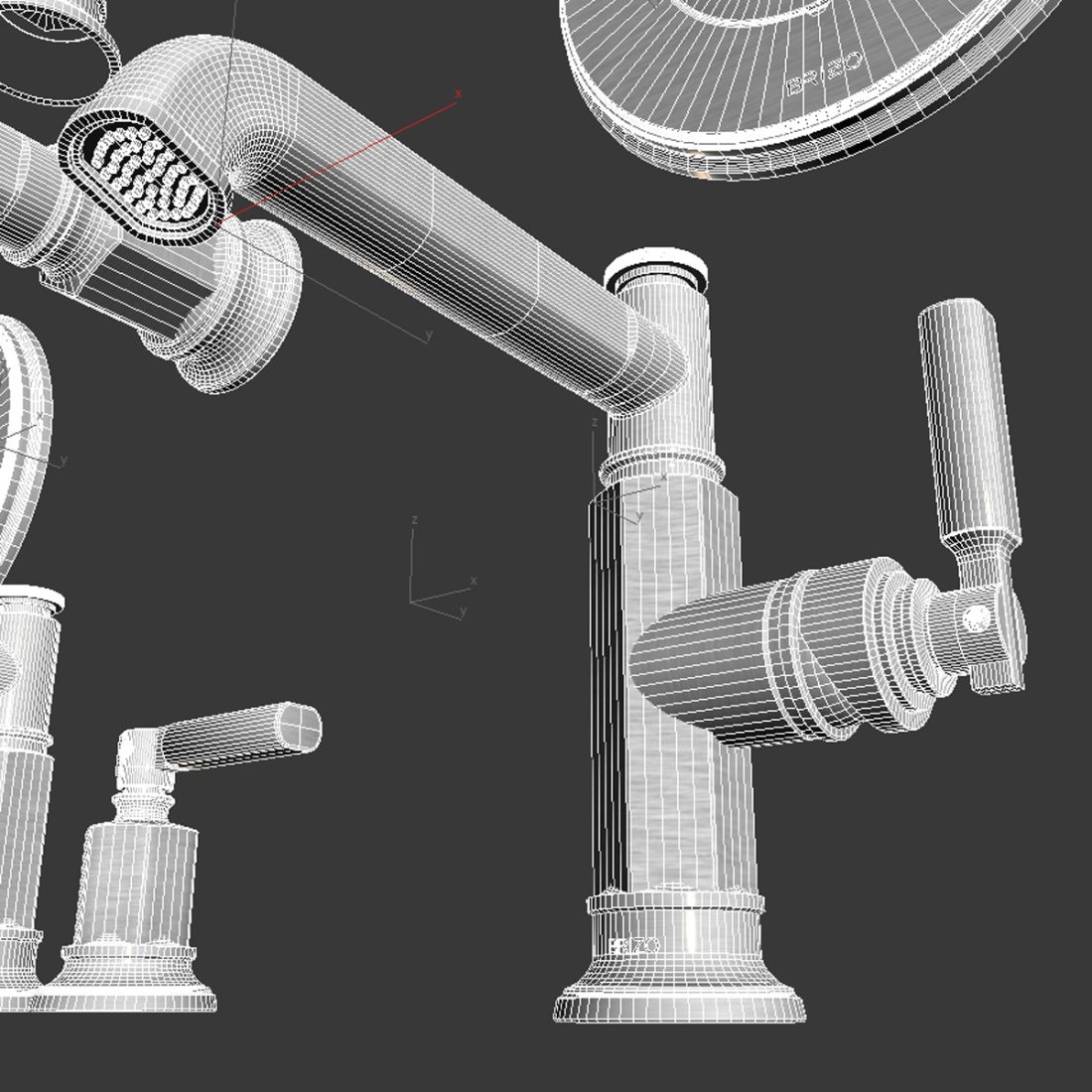 Brizo Invari Widespread Lavatory Faucet Column - 3D Model for VRay
