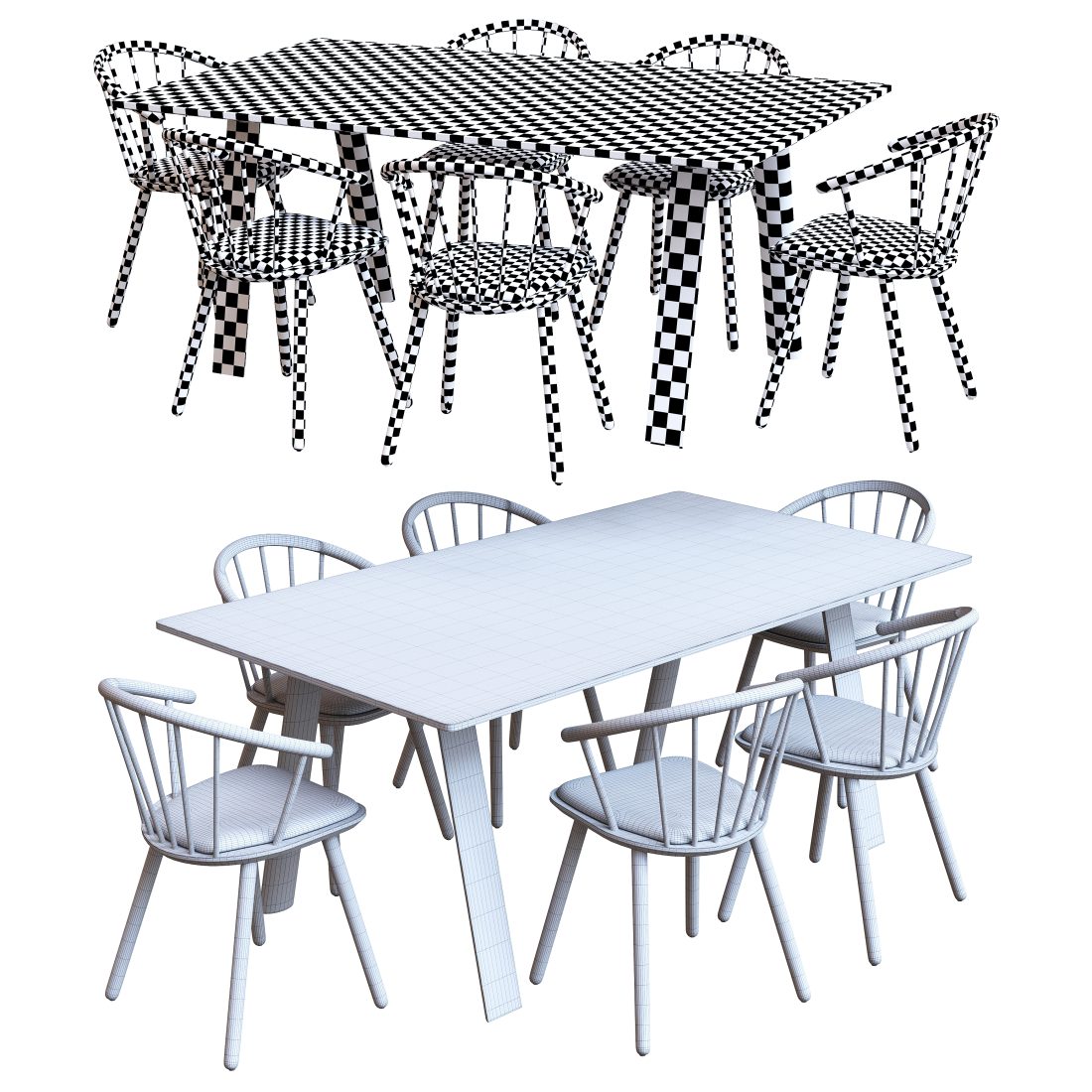 Bolia Sleek Chair Hill Table Set - 3D Model for Corona