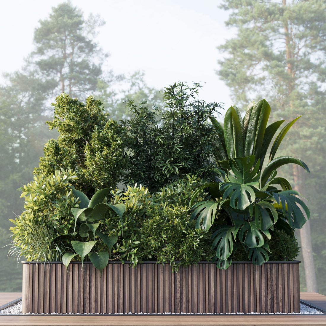 Outdoor Plant Collection 114 Wooden Box For Plan - 3D Model for Corona ...