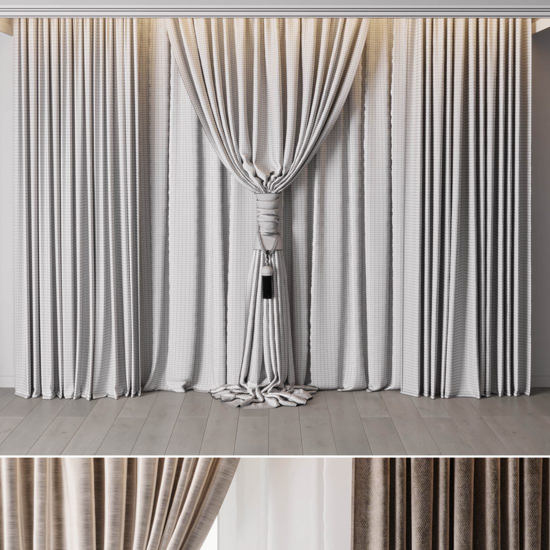 Hadi Curtain 76 Classic Curtains - 3D Model for VRay, Corona