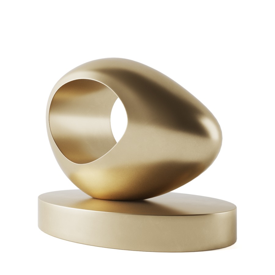 Rh Abstract Solid Brass Sculpture 2 - 3D Model for VRay
