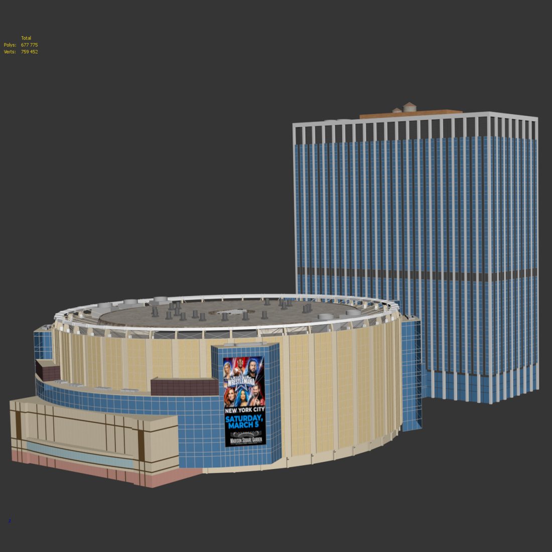 Madison Square Garden Building - 3D Model for VRay
