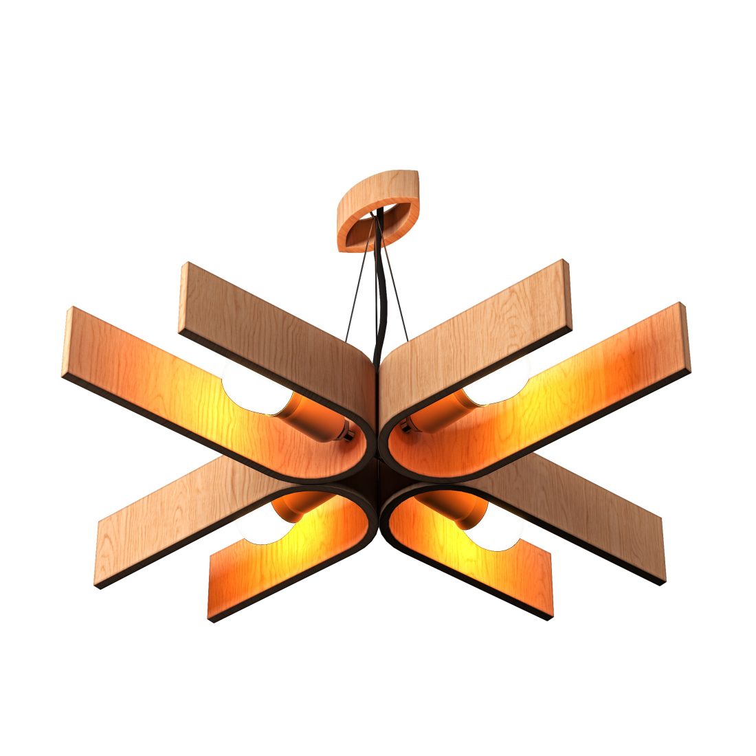 Hanging Lamp With Natural Wood 3D Model for VRay, Corona | CGMood