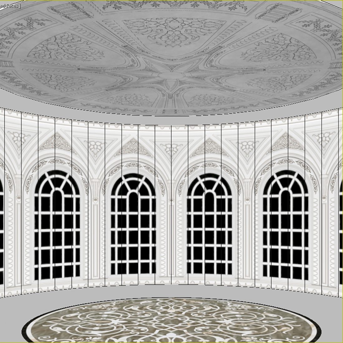Ornamented Dome | LowPoly | PBR | Seamless Wall - 3D Model for VRay, Corona