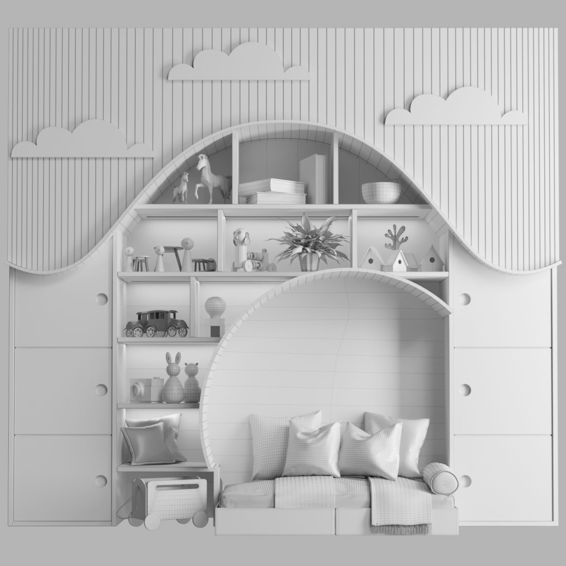Children's Wall With Toys And A Bed 3D Model for Corona | CGMood