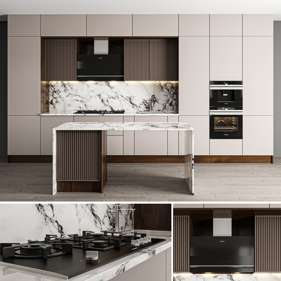 Kitchen - 3D Model for VRay, Corona