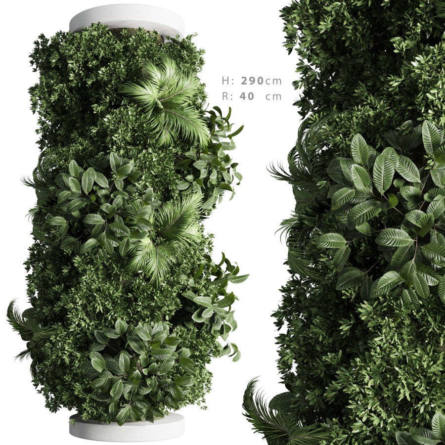 Column Plant - Pillar Plant 02 - 3D Model for VRay, Corona