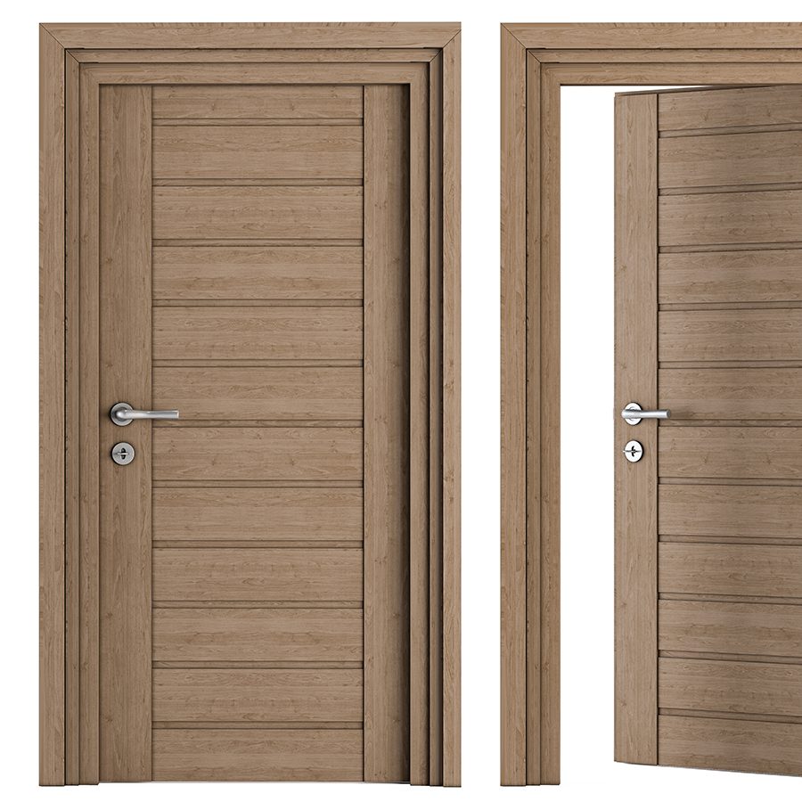 Wood And Steel Modern Door - Set 33 - 3D Model for VRay, Corona