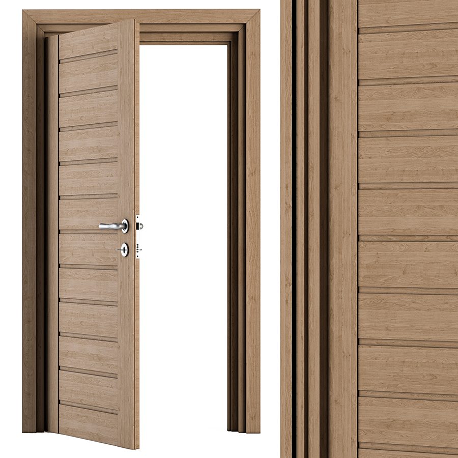 Wood And Steel Modern Door - Set 33 - 3D Model for VRay, Corona
