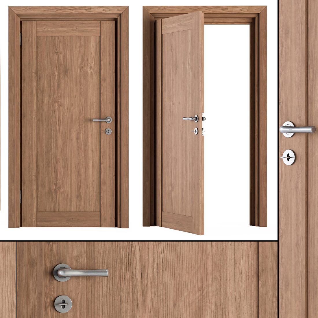 Wood And Steel Modern Door - Set 34 - 3D Model for VRay, Corona