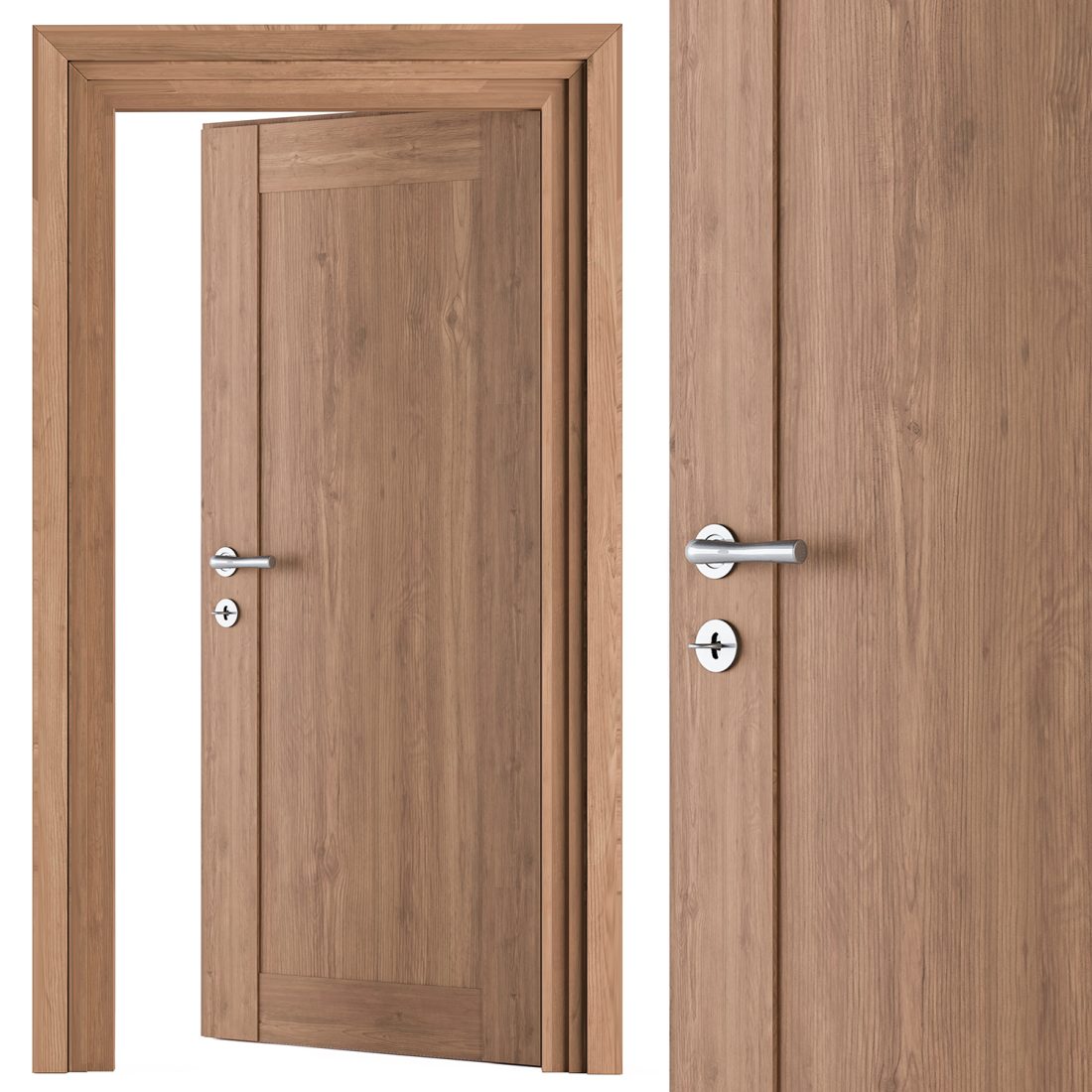 Wood And Steel Modern Door - Set 34 - 3D Model for VRay, Corona