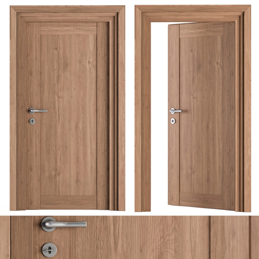 Wood And Steel Modern Door - Set 34 - 3D Model for VRay, Corona