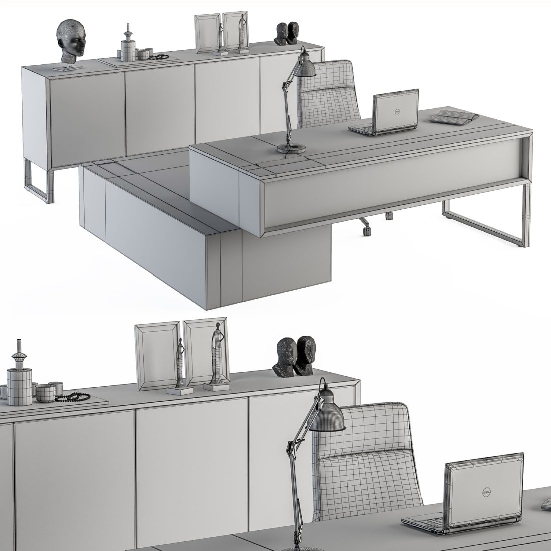 Manager Desk Wood And Black - Office Furniture 265 3D Model for VRay ...