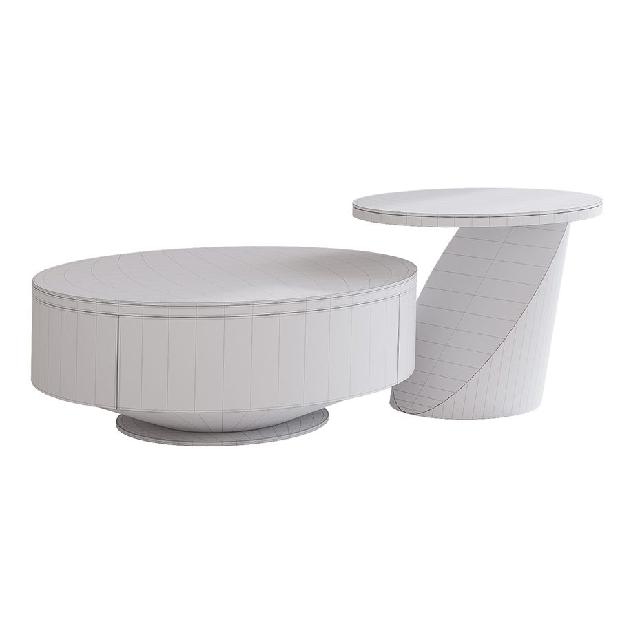 Liguria White Slate Coffee Tables By Yika Home - 3D Model for VRay, Corona