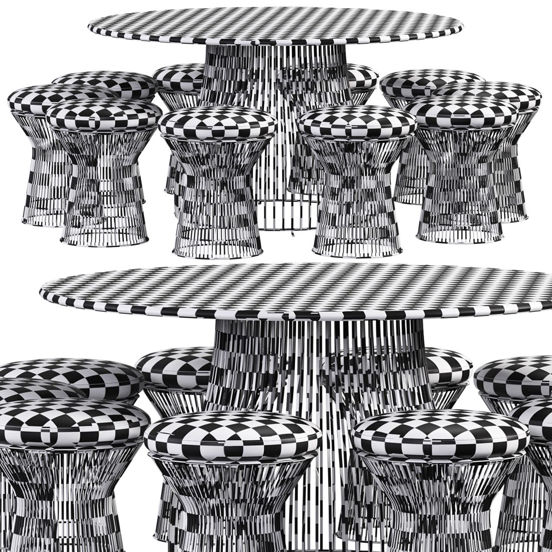 Venexia Table And Platner Chair - 3D Model for Corona
