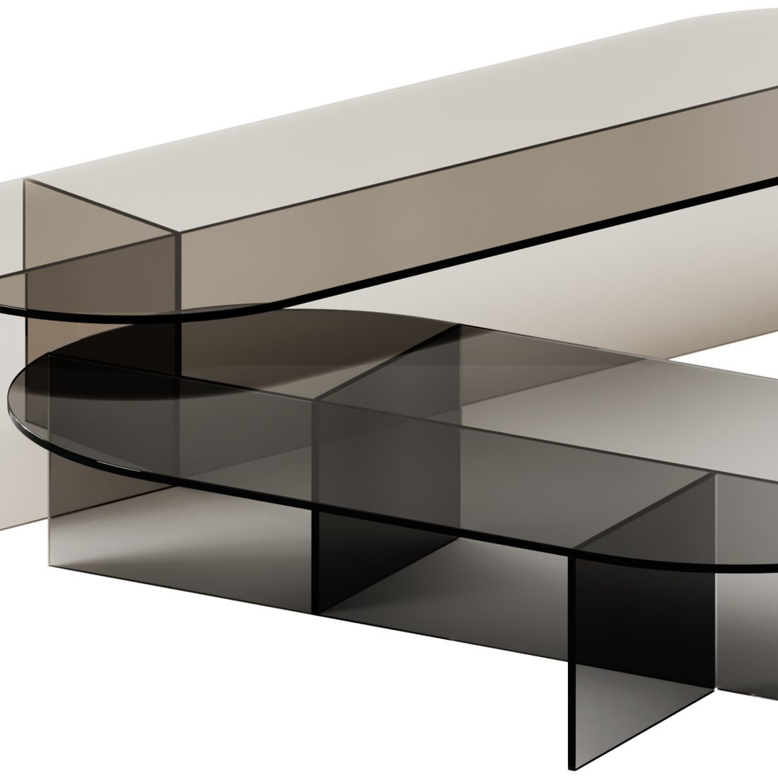 Sestante Oval Low Glass Coffee Table By Tonelli - 3D Model for Corona