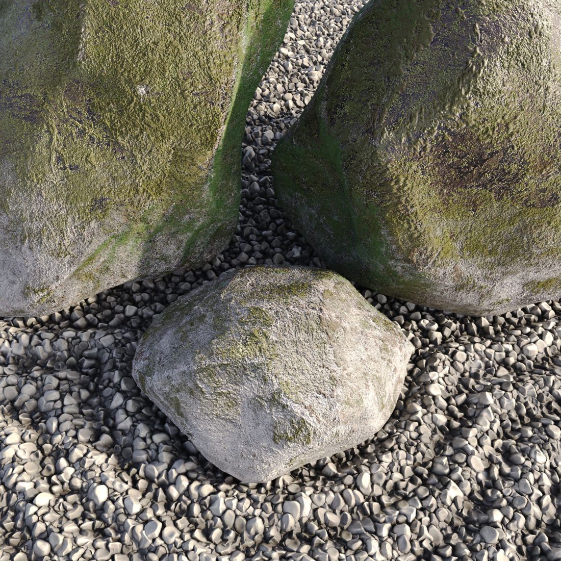 Lowpoly Japanese Rock (zen) Garden - 3D Model for VRay, Corona