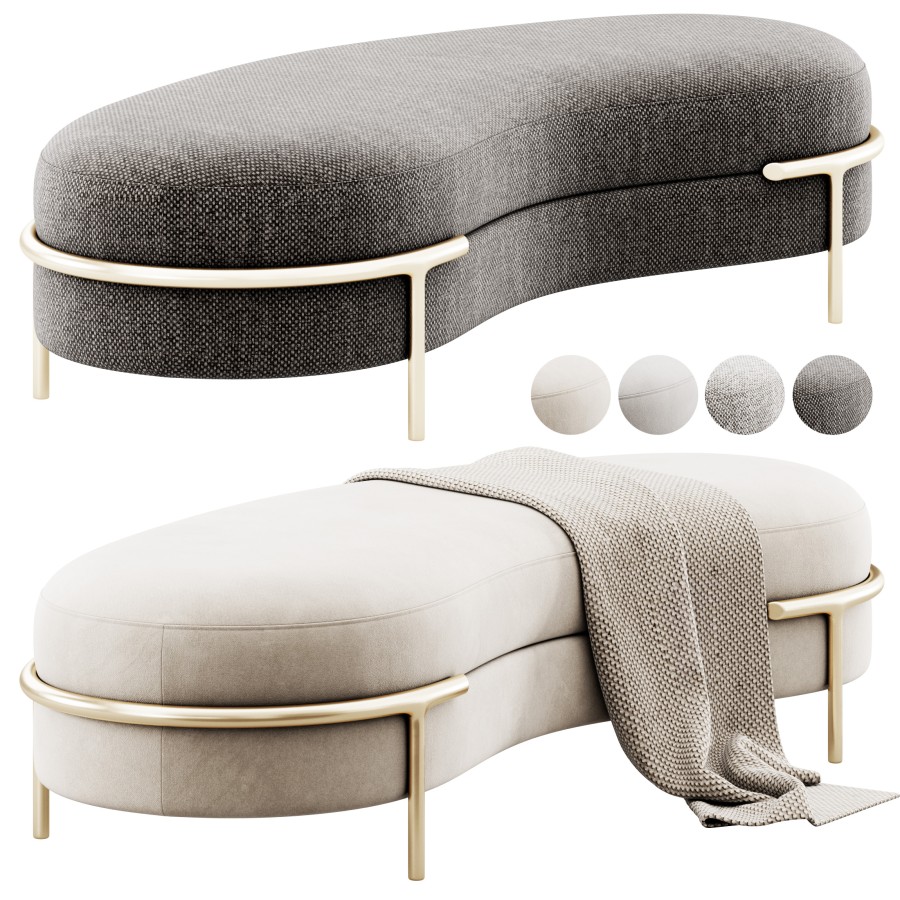 Lloyd Curve Bench By Longhi - 3D Model for VRay