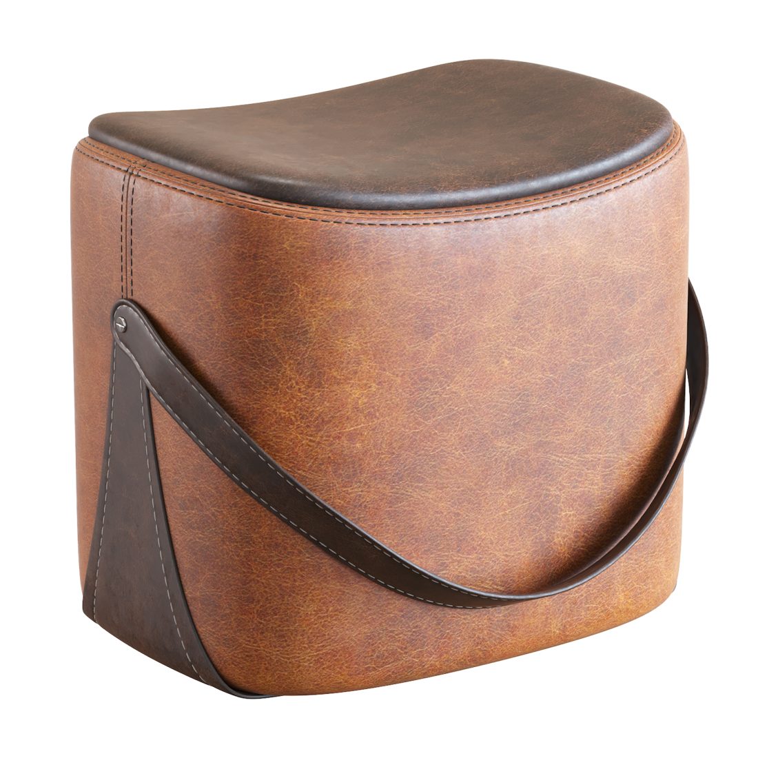 Contemporary Rectangle Shape Ottoman Faux Leather - 3D Model for Corona