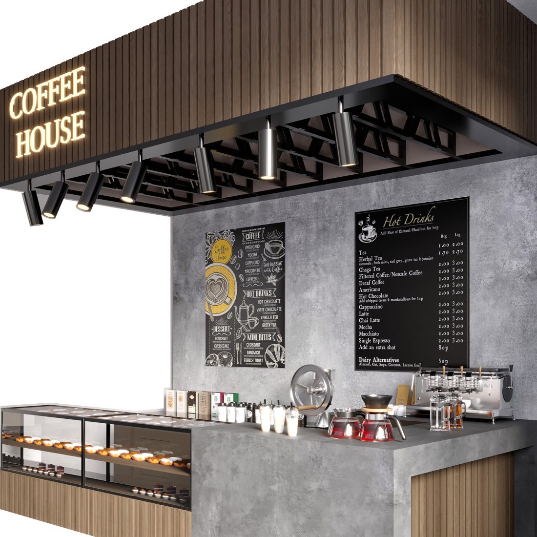 Cafe Bar No12 3D Model for VRay, Corona | CGMood